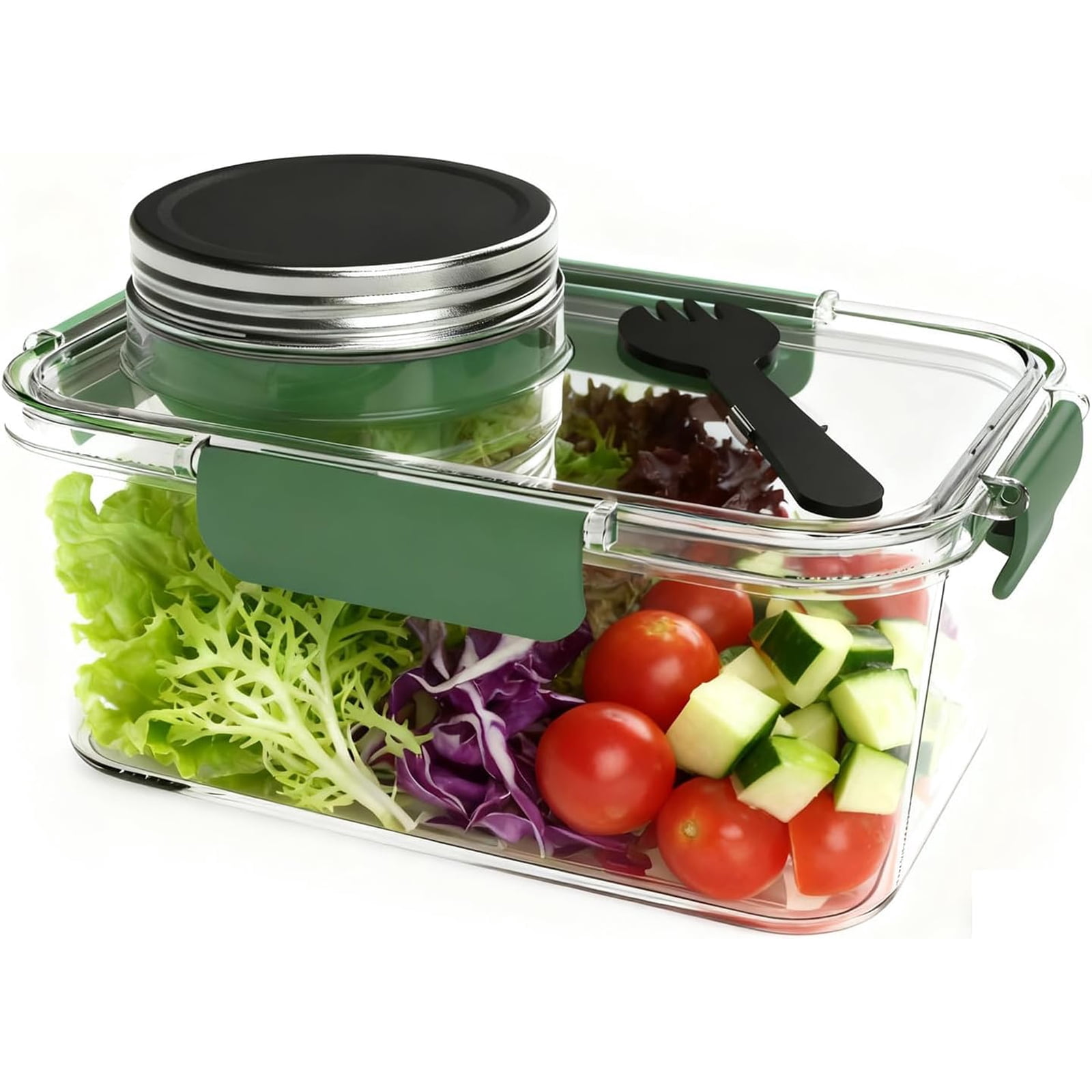 Salad Container – Leakproof Salad Pod with Lid-to-Bowl Design, Reusable ...