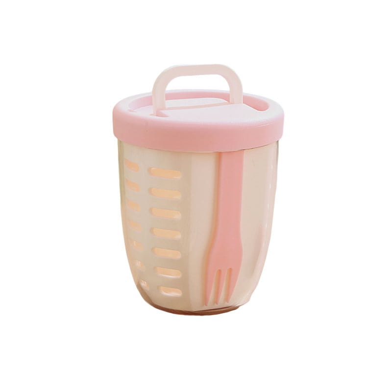 Salad Container for Lunch with Fork, Fruit Cups with Lid and Handle ...