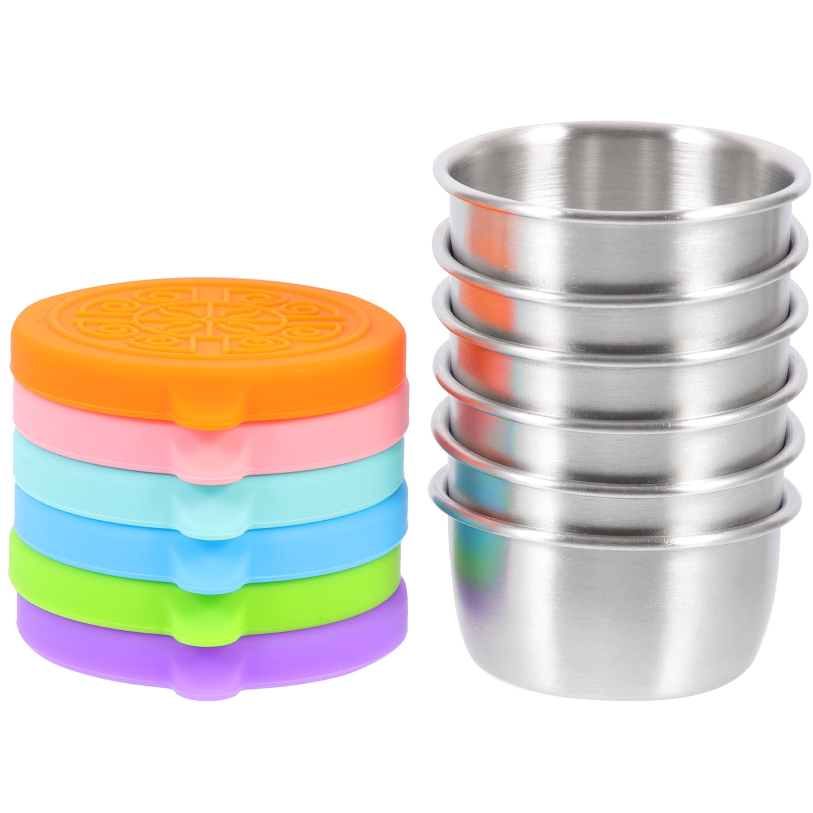 Salad Containers Mini 6 Sets Stainless Steel Dipping Cup with Lid Food ...