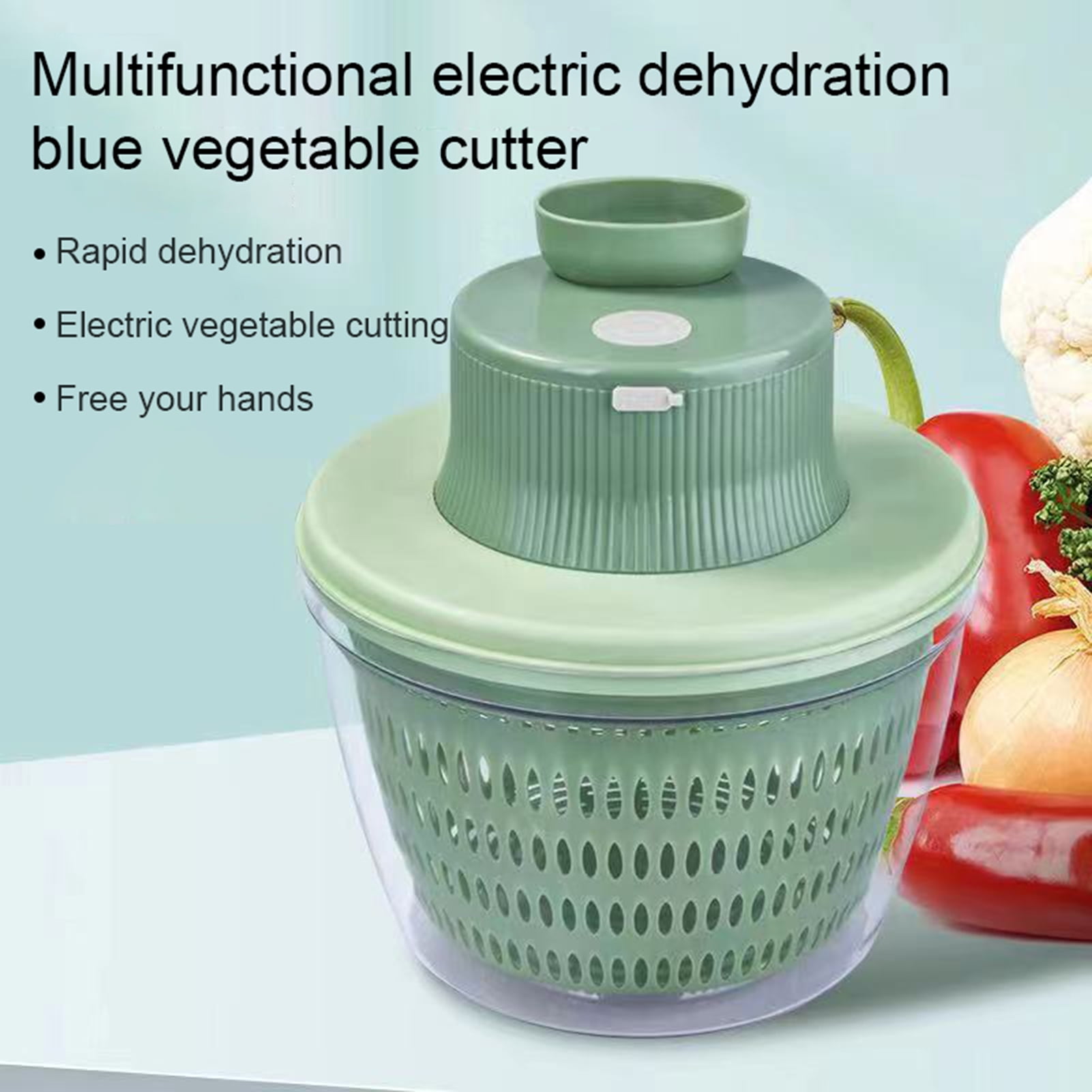 Salad Dehydrator Multifunctional Electric Cutter Quick Draining ...