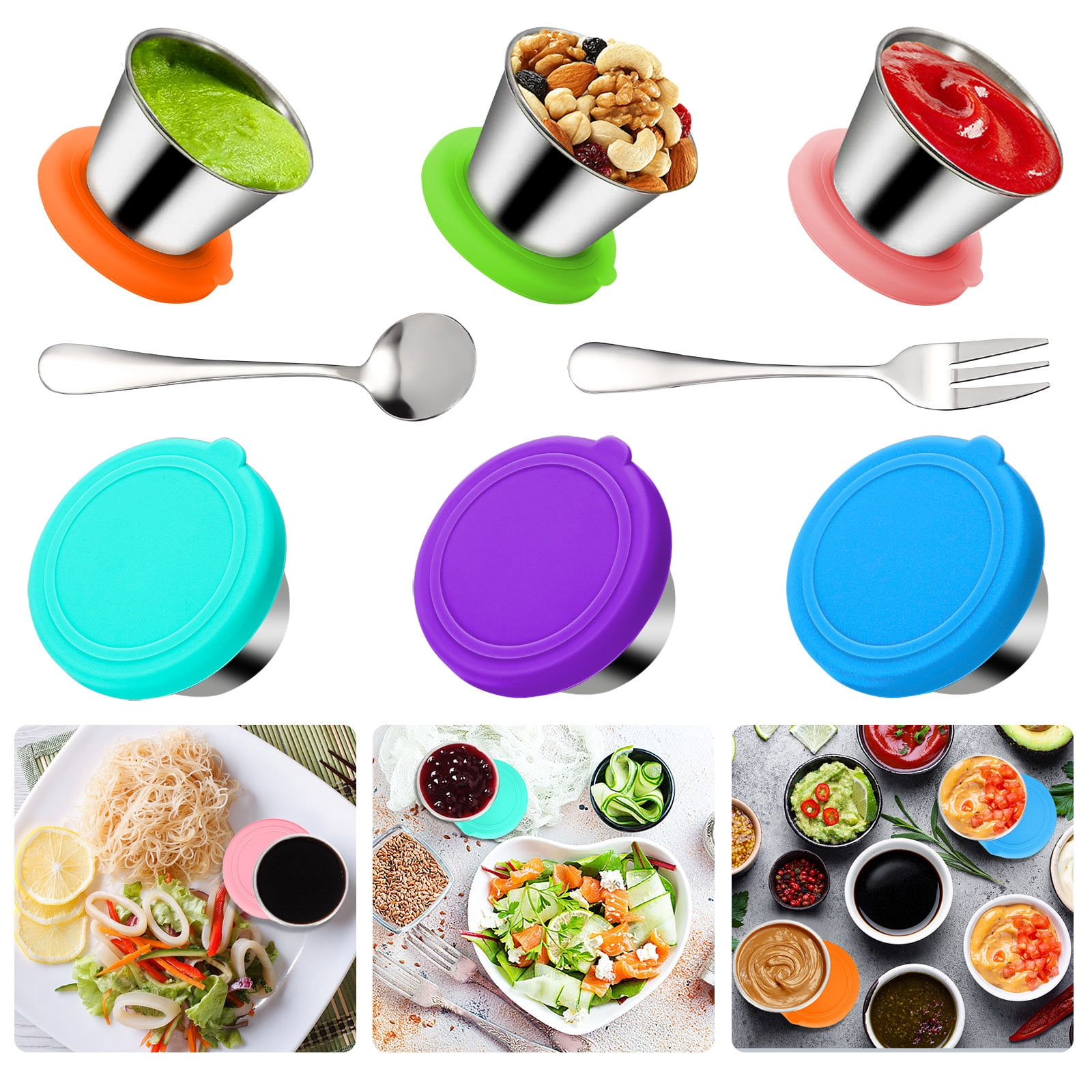 Walmart Portable Salad Dressing Container, 6x2.5oz Stainless Steel ...