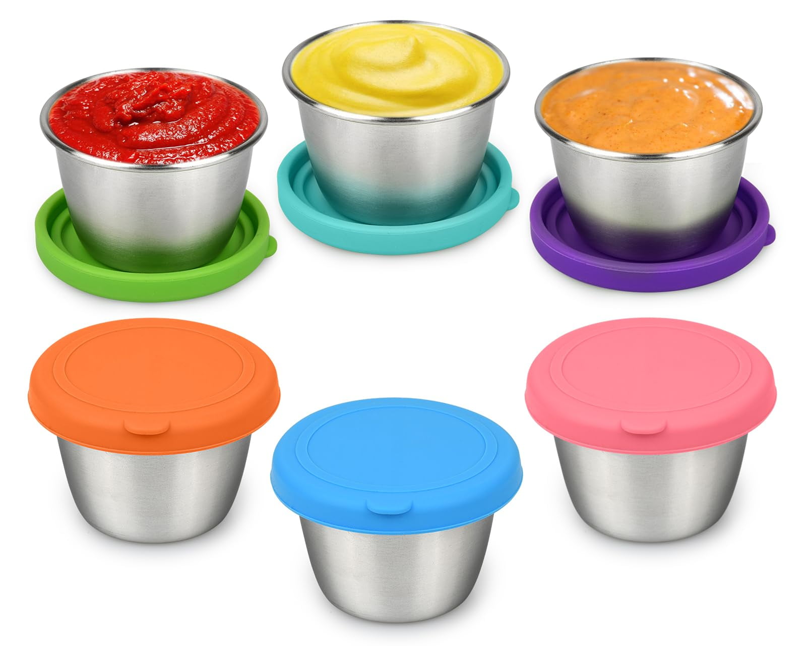 Salad Dressing Container To Go, 6 Pieces 2.4oz 304 Stainless Steel ...