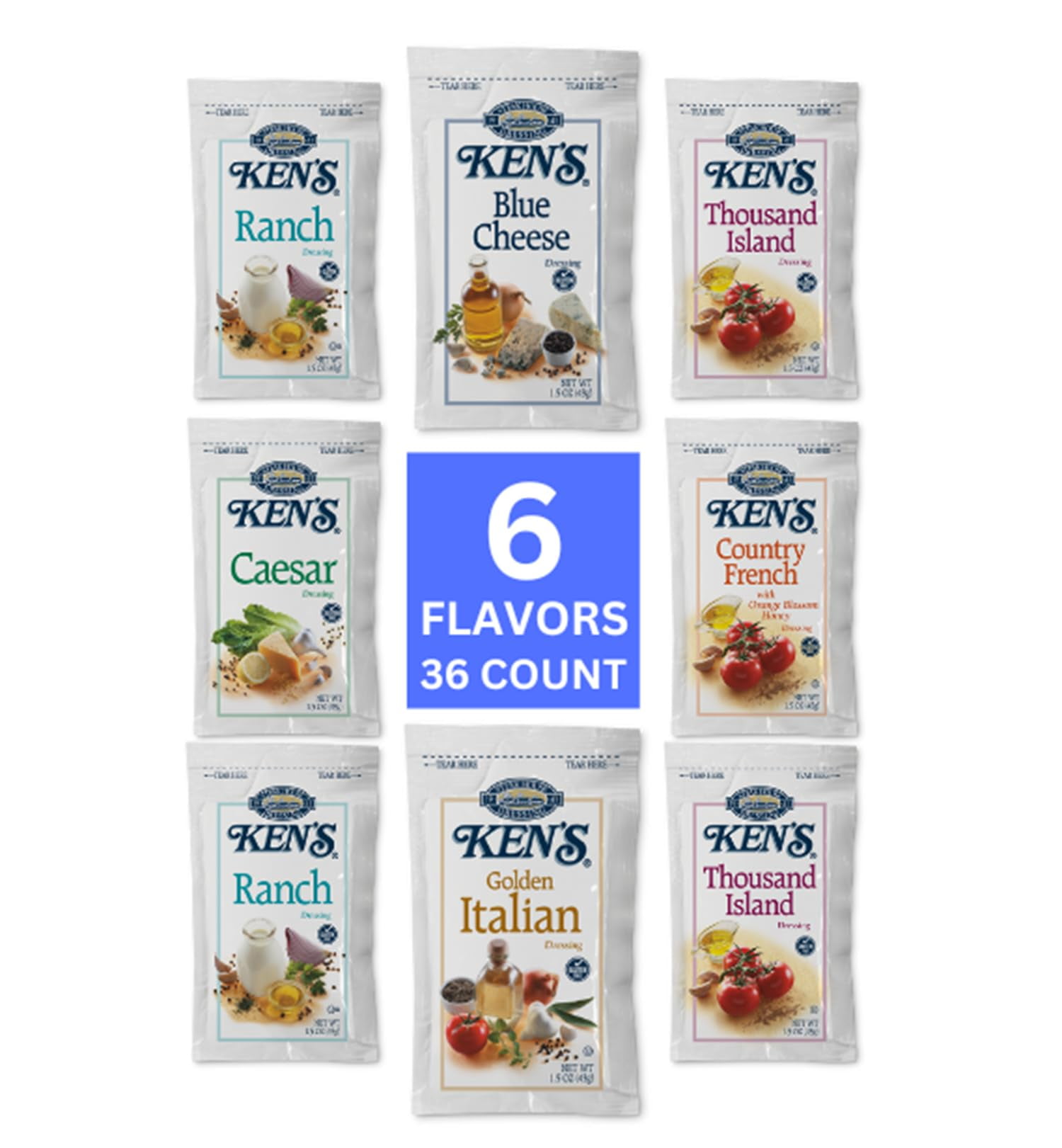 Salad Dressing Packets | 8 Flavors | 40 Count | 1.5 oz Each Packet ...
