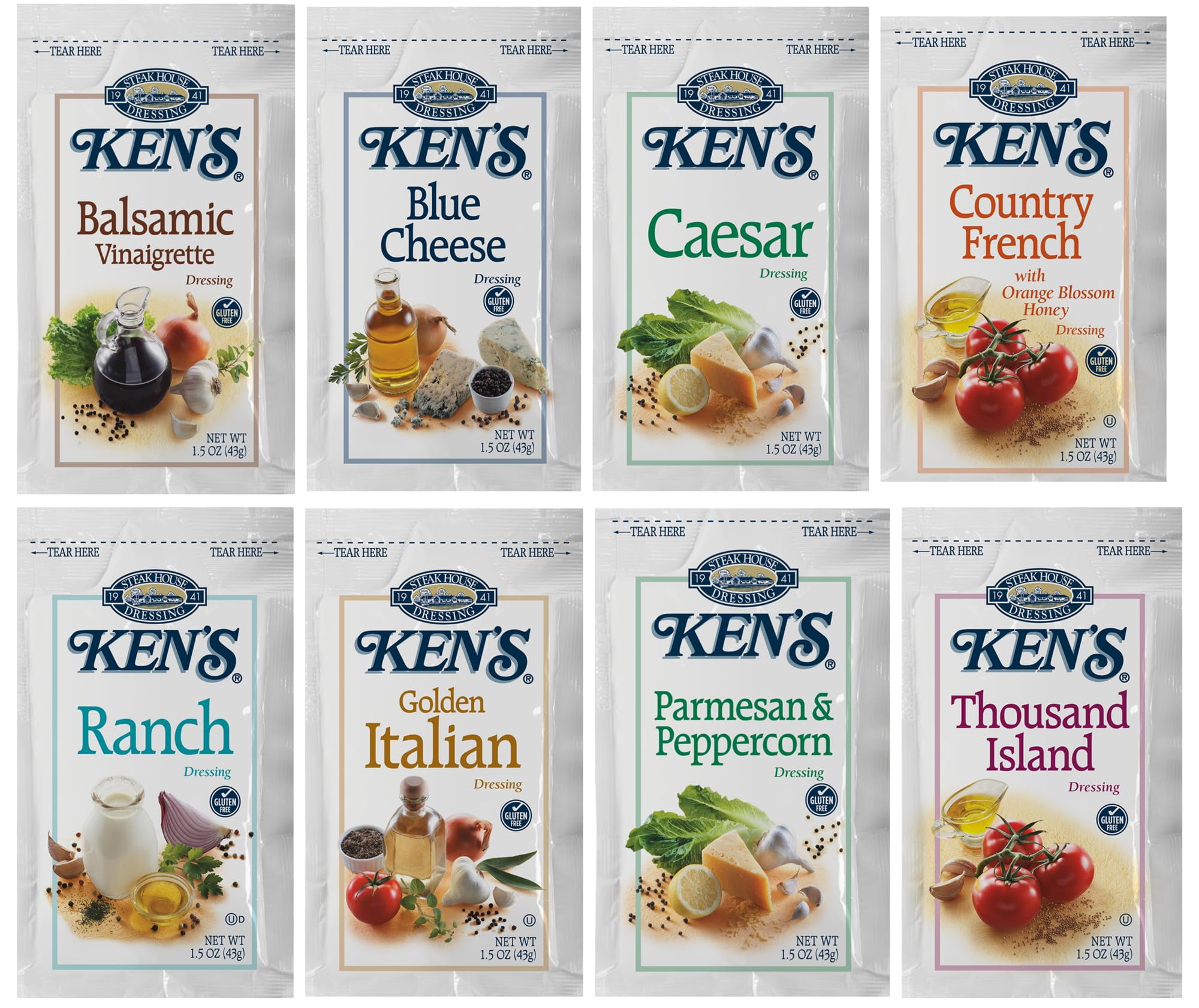 Salad Dressing Packets | 8 Flavors: Balsamic Vinaigrette, Blue Cheese ...
