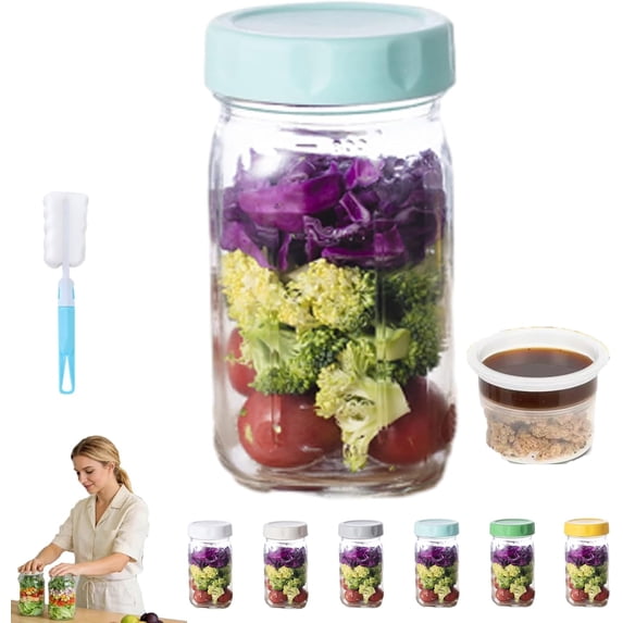 Salad Grinder Jars, Portable Salad Container with Built-In Wet and Dry ...