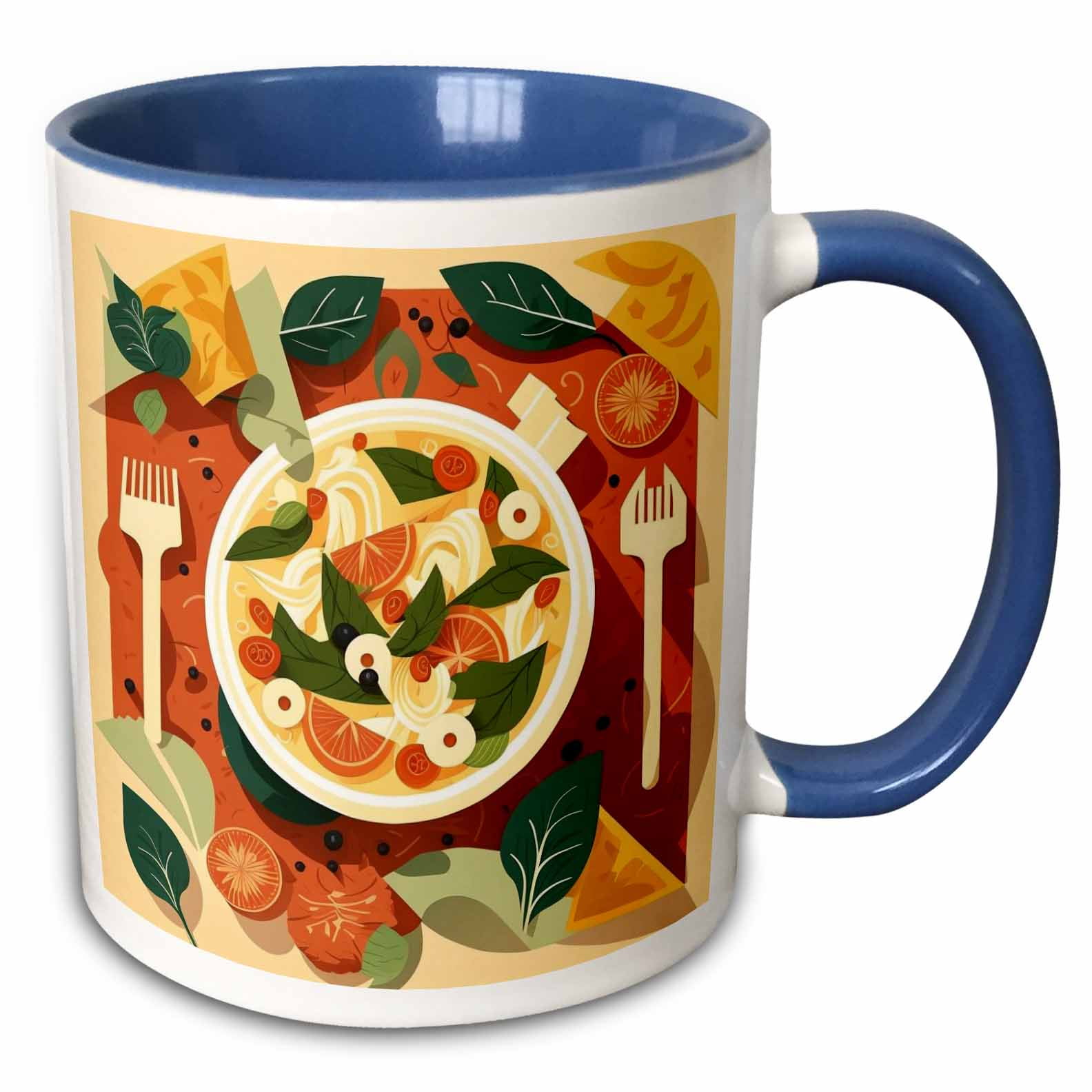 3drose, Salad Illustration Styled in Mid-century Design, 11oz Two-tone ...