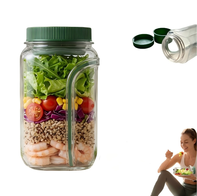 Reusable Salad Jar with Side Opening Vegetables Food Storage Jar Green ...