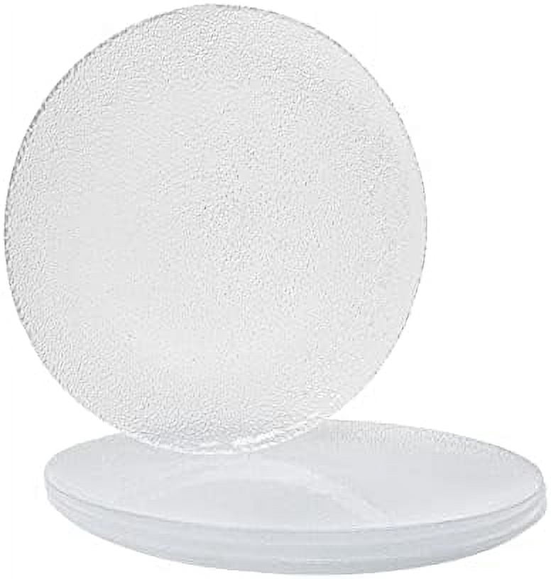 Salad Plate, Set of 4 Glass Plates, Dinner Plate, Textured Glass Design ...