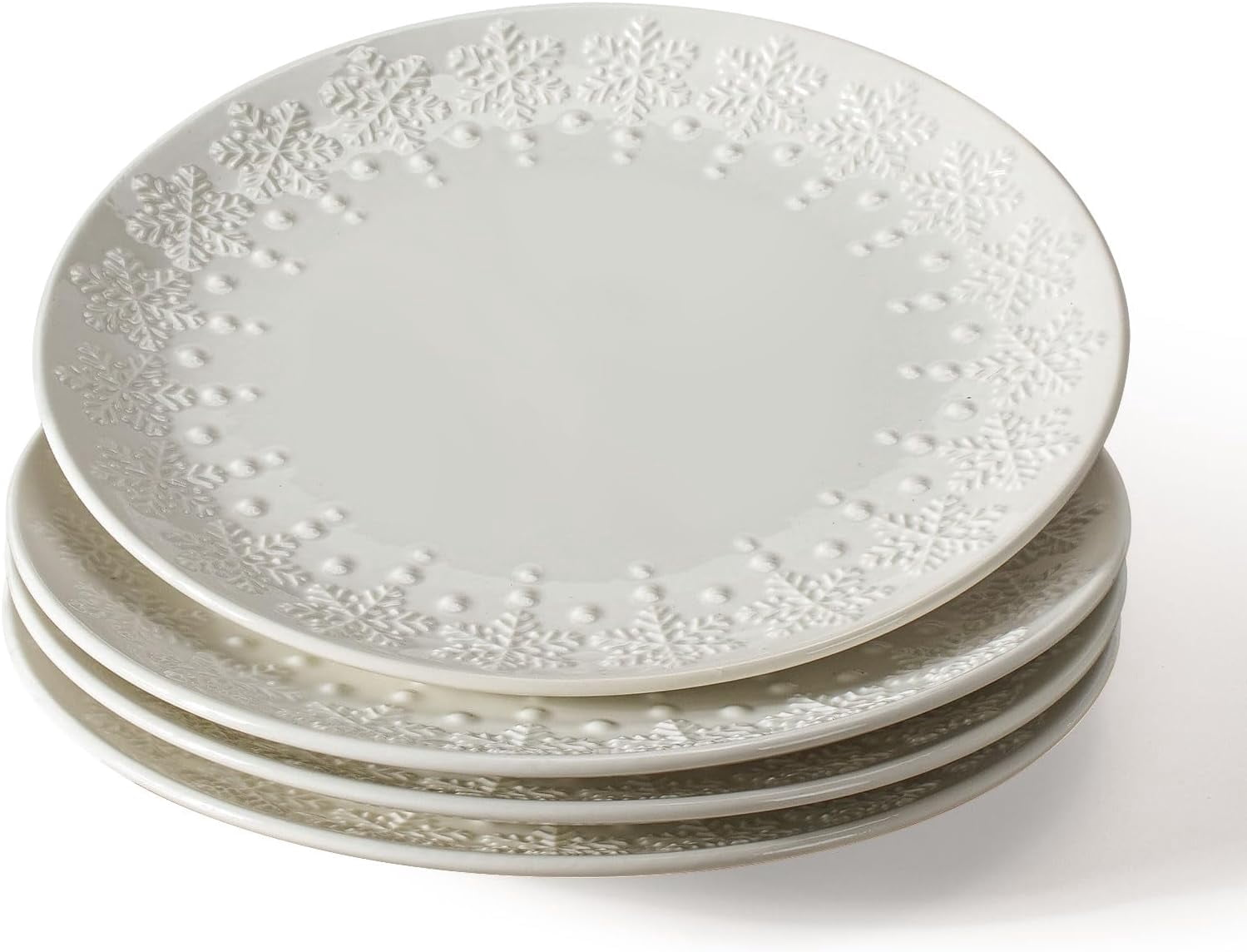 Salad Plates Set of 4-8.25 Inch Ceramic Dessert Plates Embossed ...
