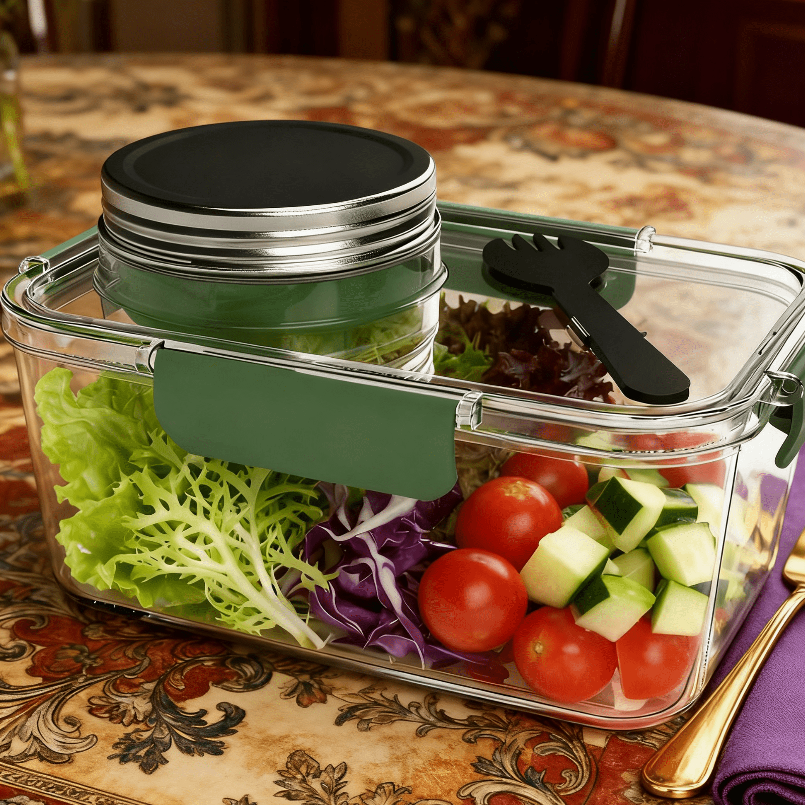 Salad Pod – Leakproof Reusable Salad Jar, Lid-to-Bowl Design with ...