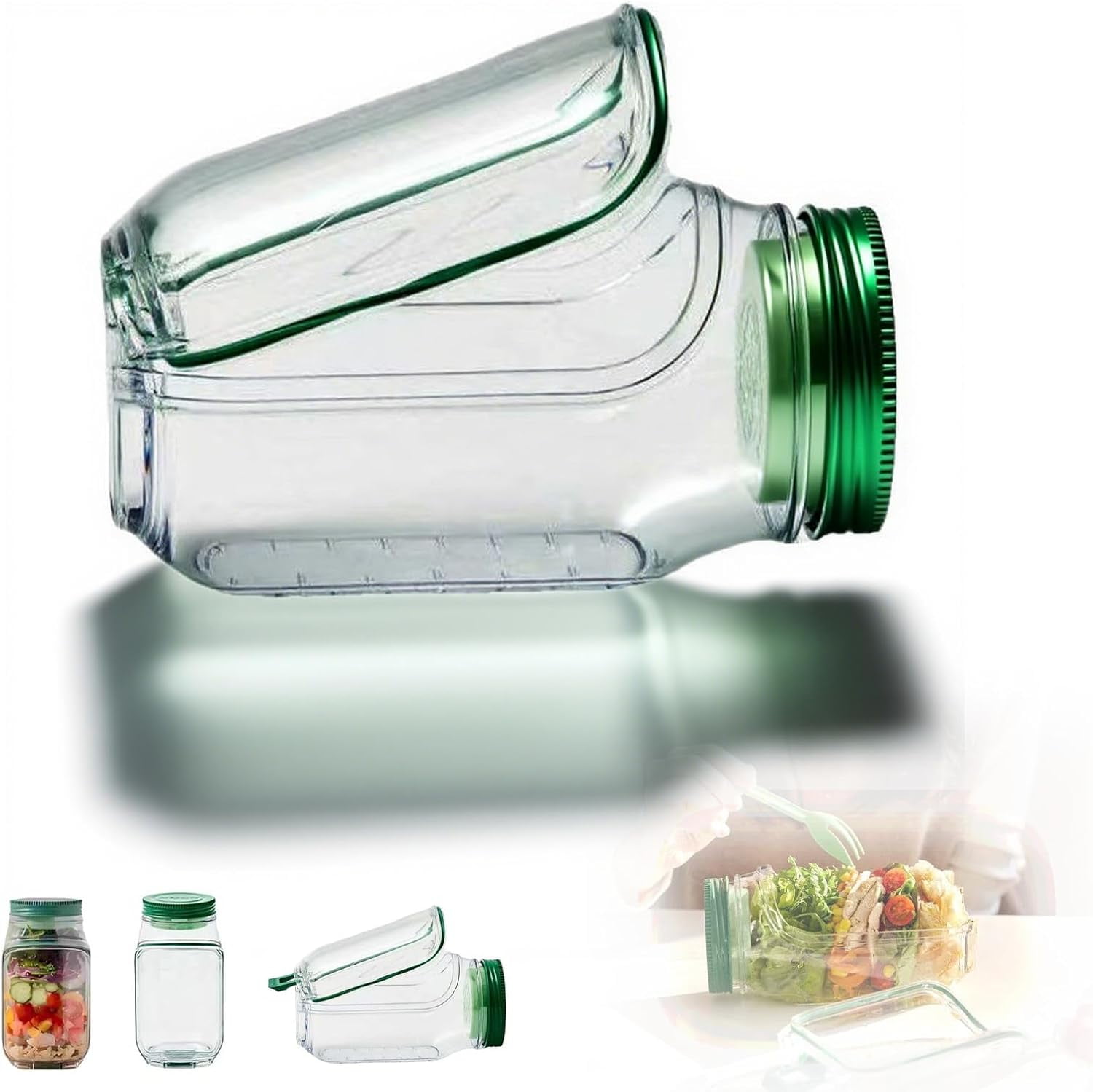 Salad Pod Mason Jar Side Open, Leakproof Dressing Container, Snack Box ...