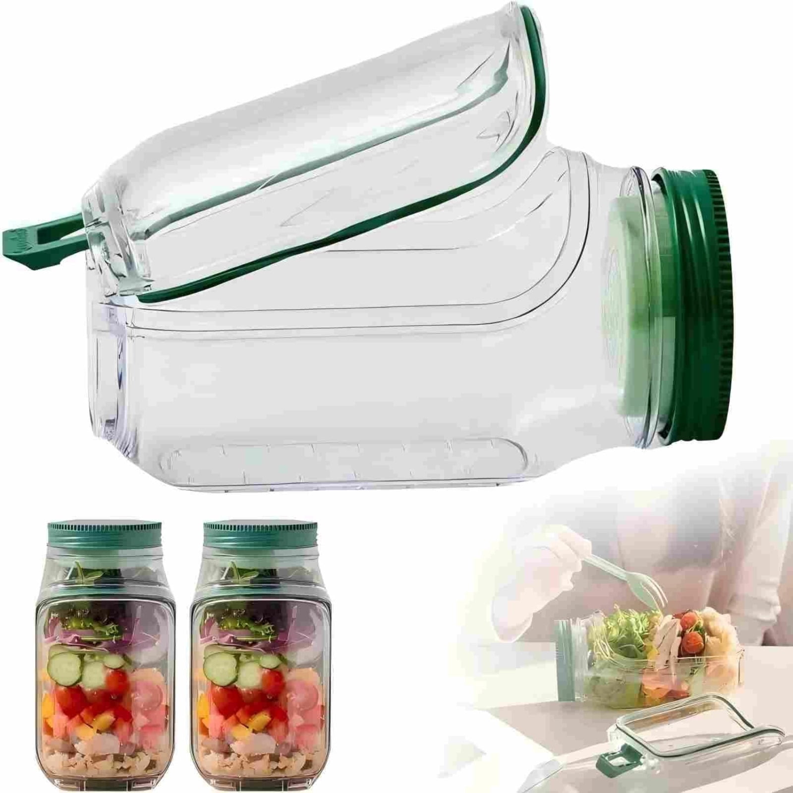Salad Pod Mason Jar Side Open, The Original Salad Pod, Leakproof ...