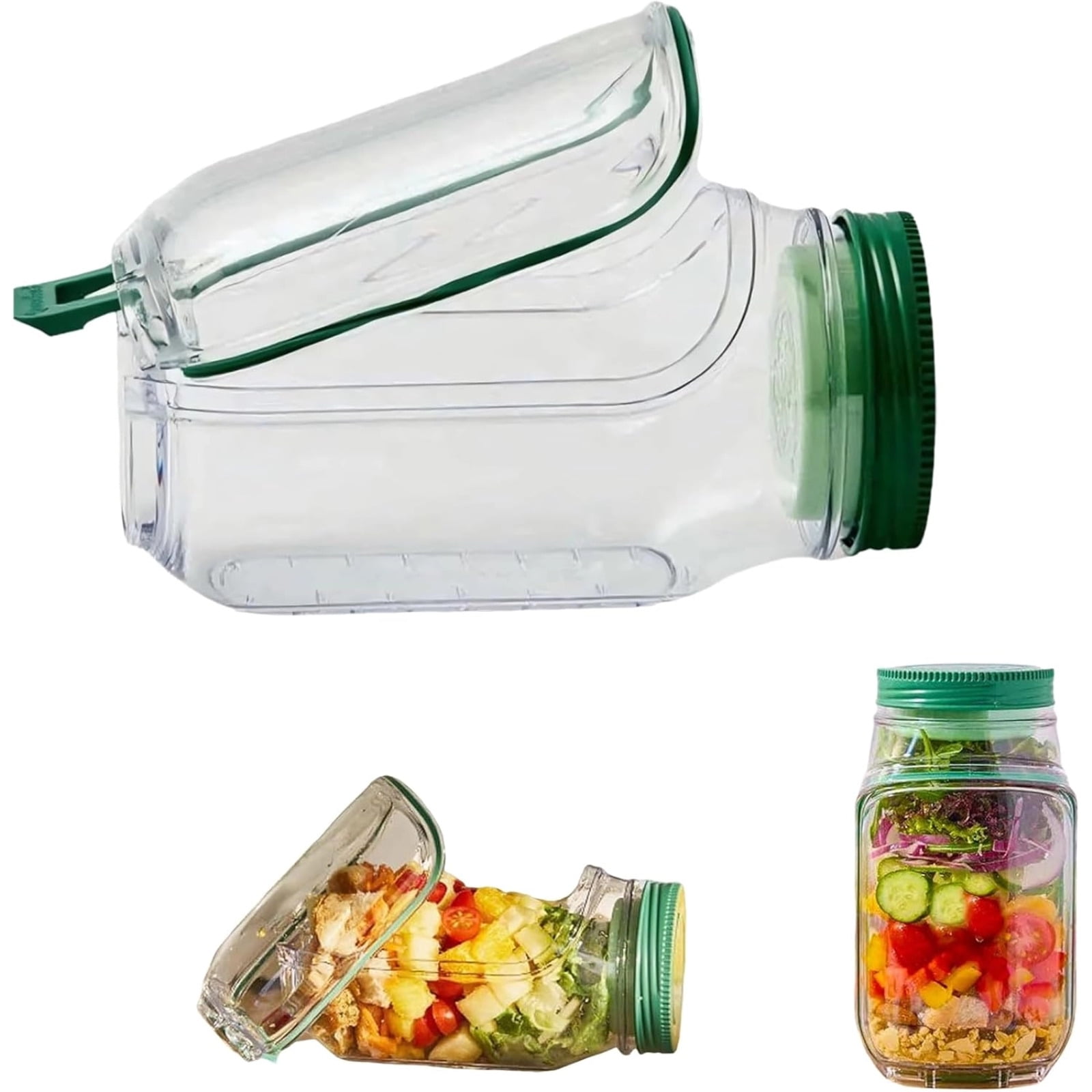 Salad Pod Mason Jar Side Open, The Original Salad Pod, Leakproof ...
