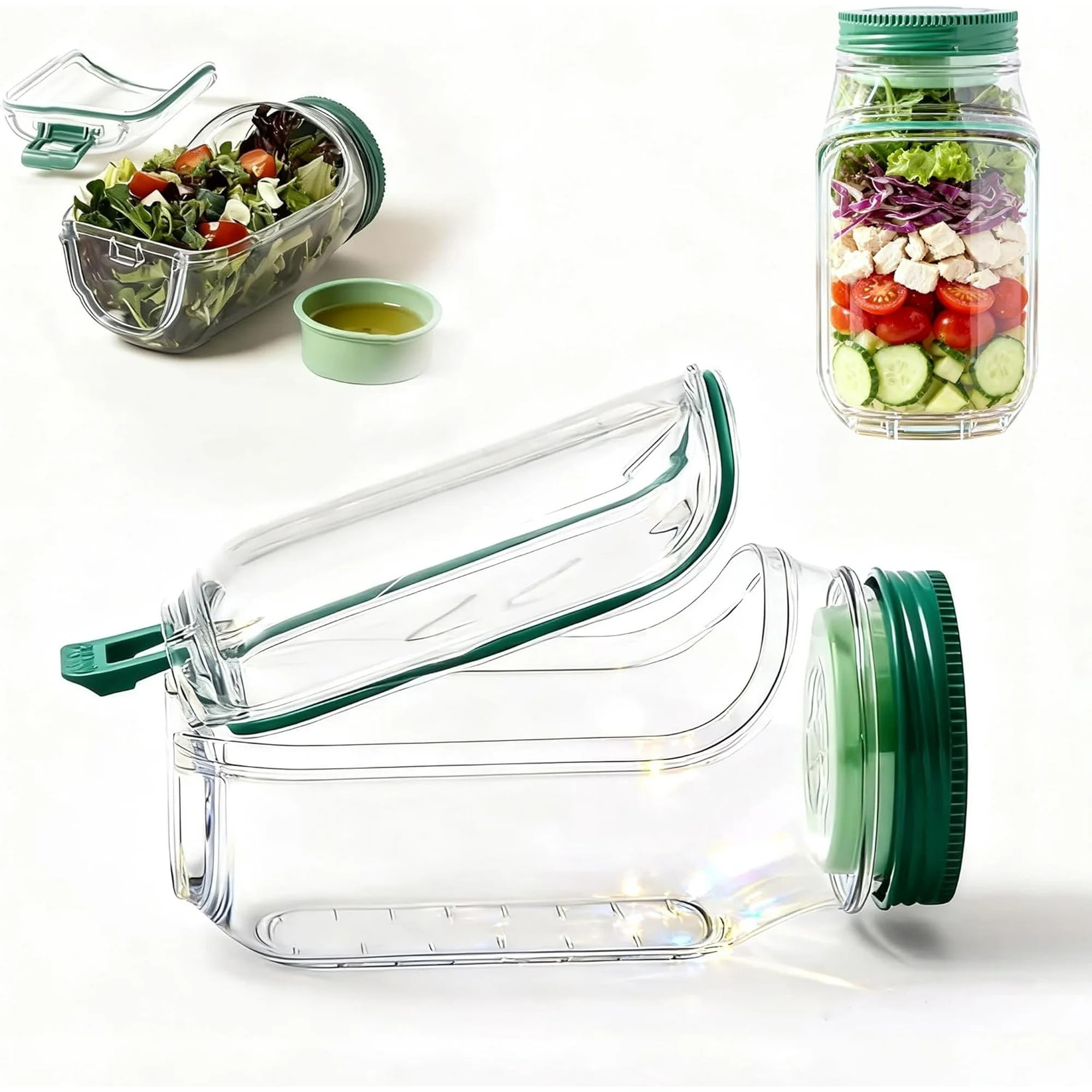 Salad Pod Mason Jar Side Open,The Original Salad Pod,Leakproof Dressing ...