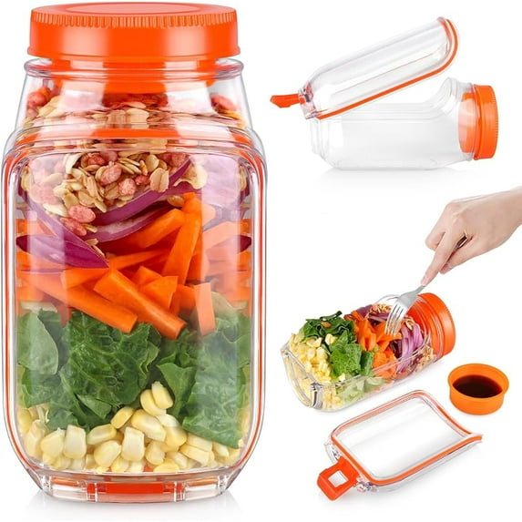 Salad Pod Mason Jar Side Open – Vertical Layering Design Keeps Salads ...