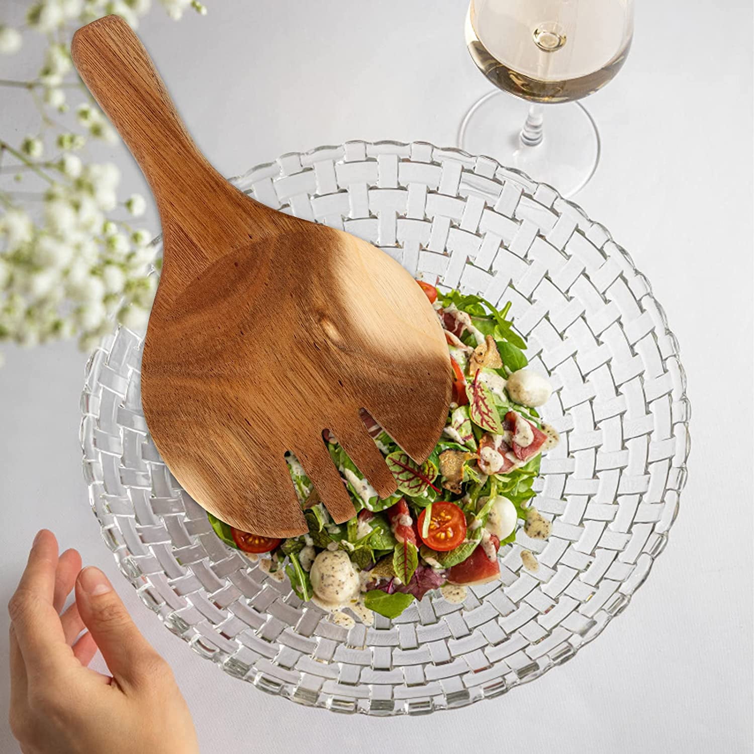 Salad Servers for Kitchen Salad Forks Spoon Long Wood Serving Fork ...