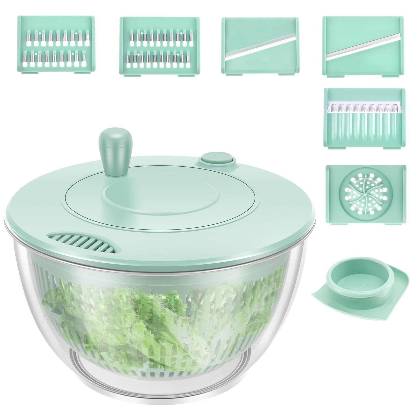 Salad Spinner with 6 Blade Slicer Multifunctional Vegetables Wash Bowl ...