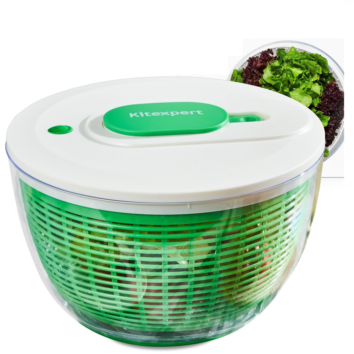 Valore Large Salad Spinner with Serving Bowl and Lid - Effortless ...