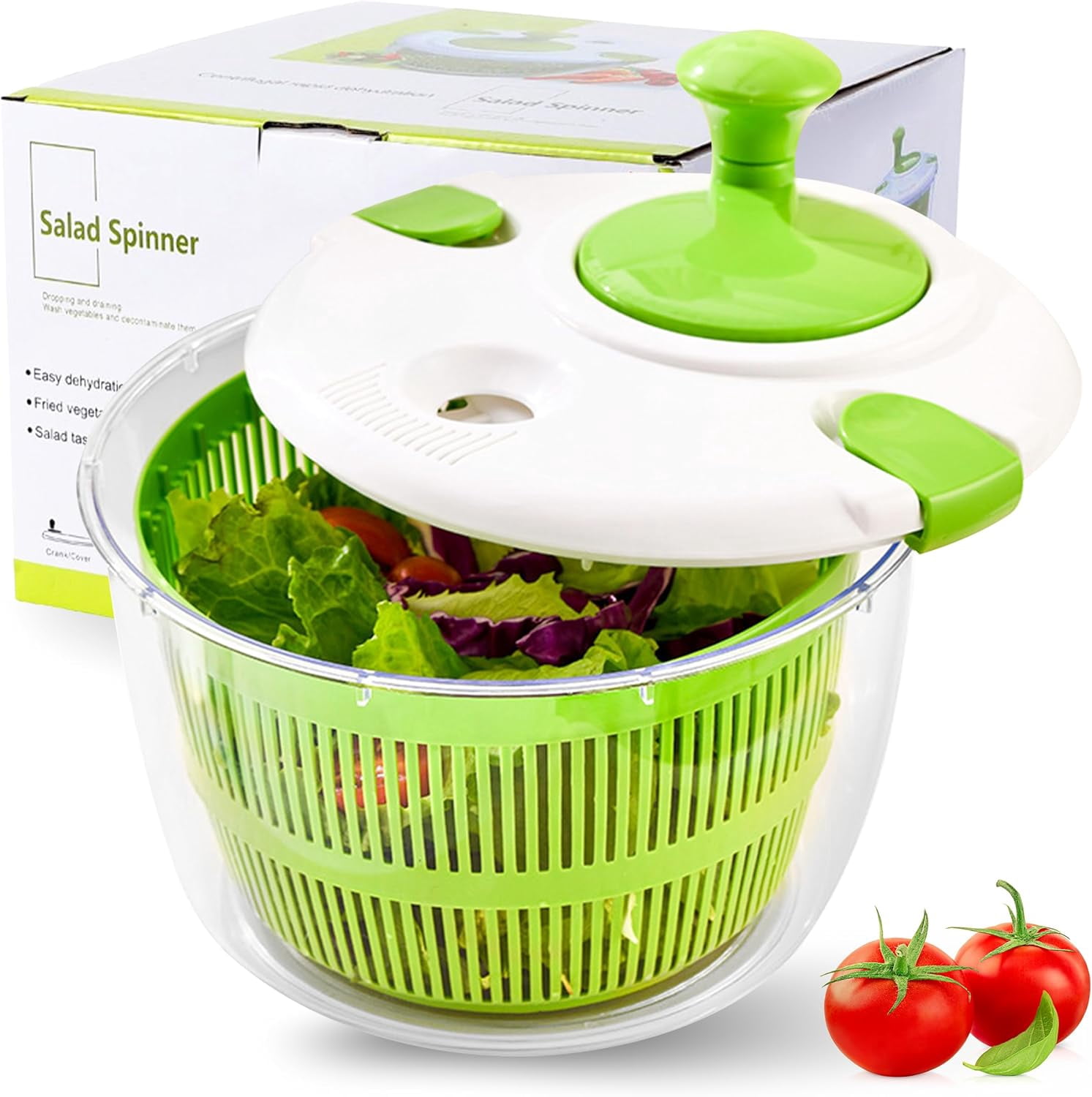 Salad Spinner | Spin & Dry Fruits, Vegetables & Greens Fast | Lettuce ...