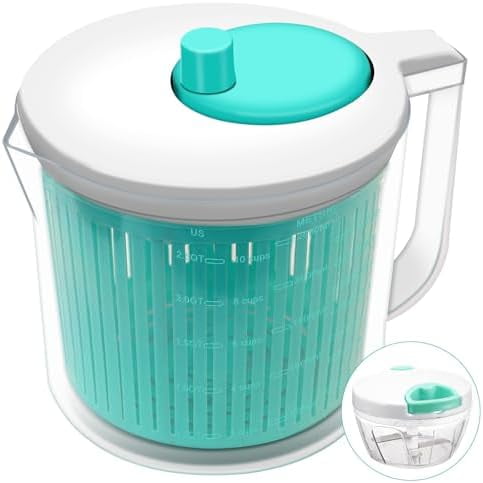 Salad Spinner- Wash, Spin & Dry Salad Greens, Fruits & Vegetables, 2 ...