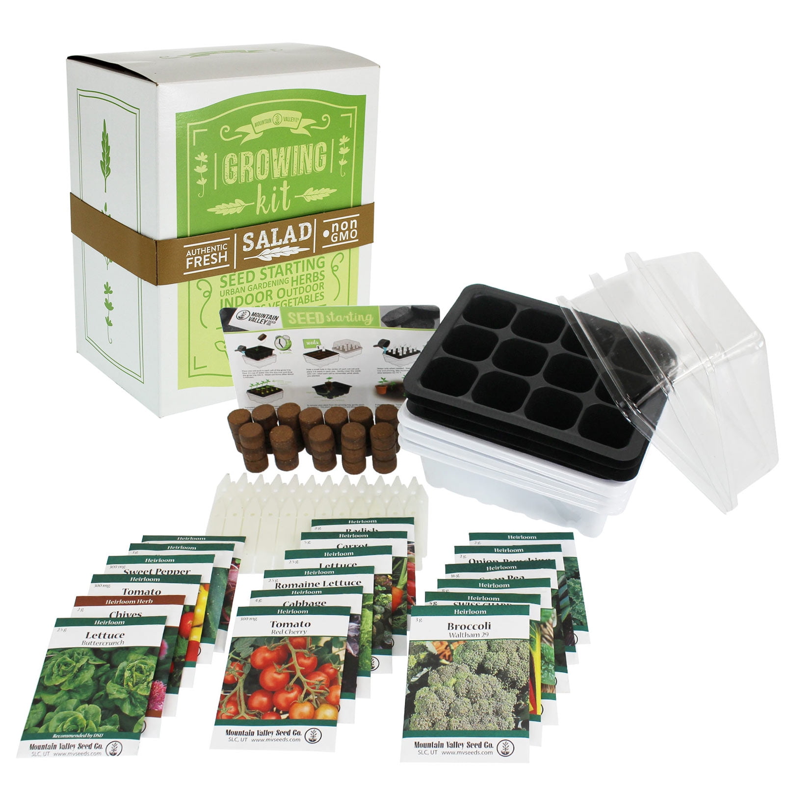 Mountain Valley Seed Company Salad and Vegetable Seed Starter Kit, 18 ...