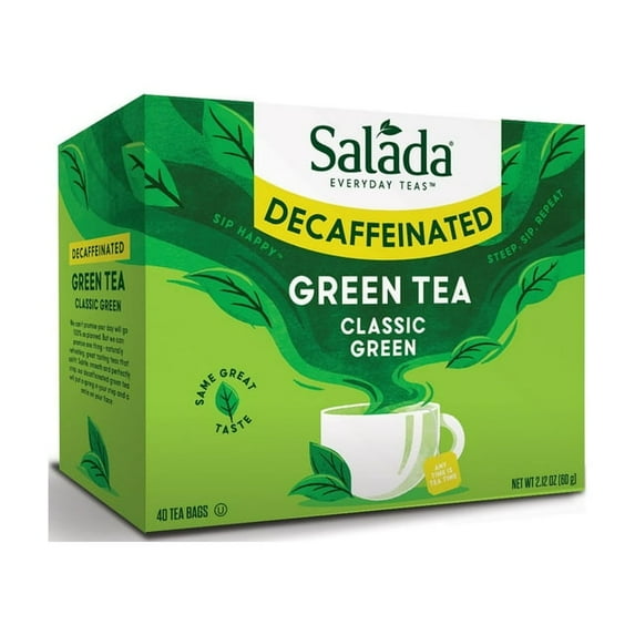 Salada Non-Caffeinated Pure Green Tea Bags, Caffeine Free, 40 Count, 2. ...