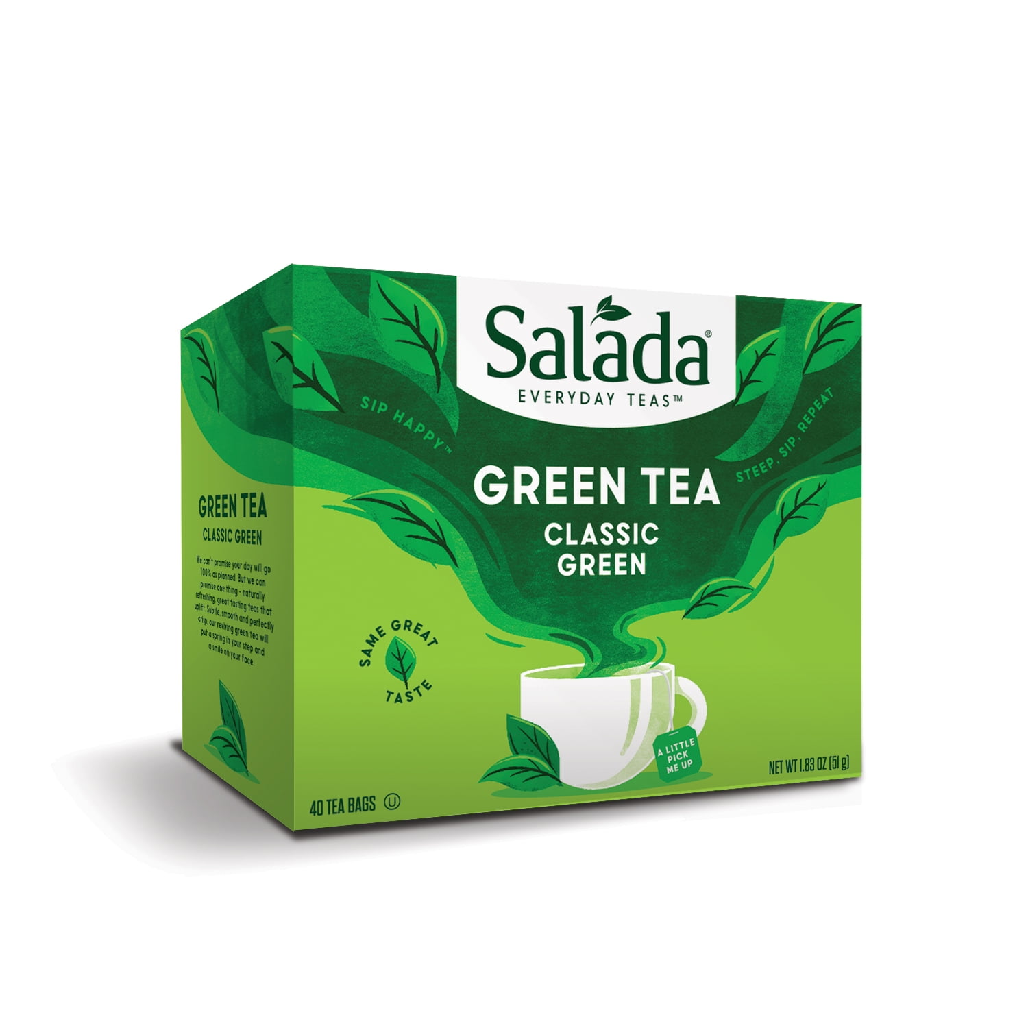 Salada Green Tea 100% with 40 Tea Bags, Single Serve, Steamed Green Tea ...