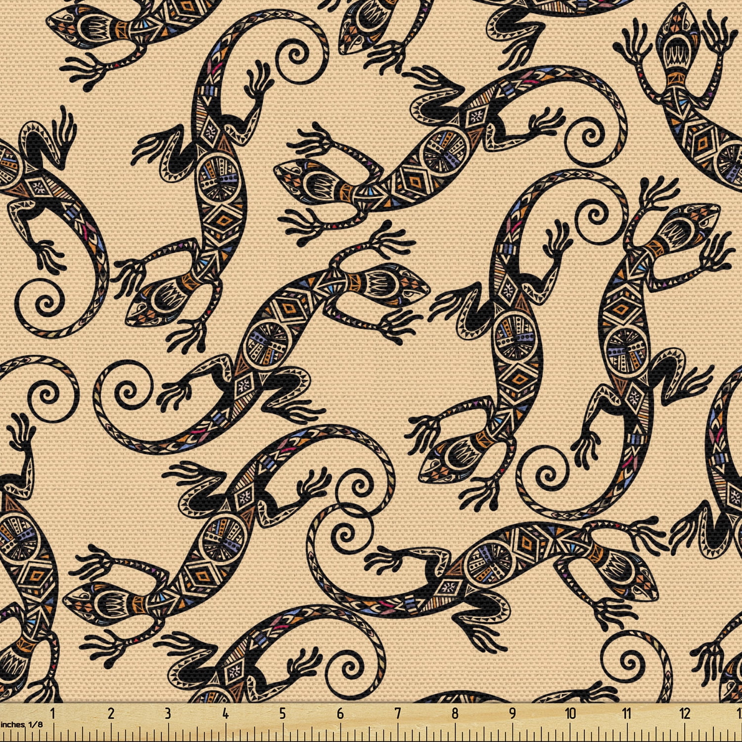 Ambesonne Salamander Fabric by the Yard Upholstery, Tribal Ornament ...