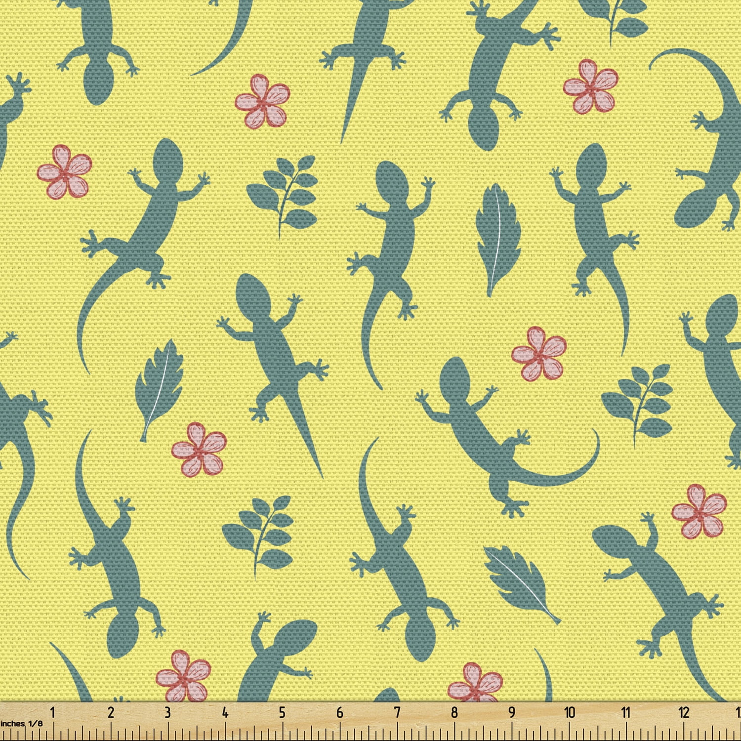 Ambesonne Salamander Fabric by the Yard Upholstery, Flowers and Wild ...