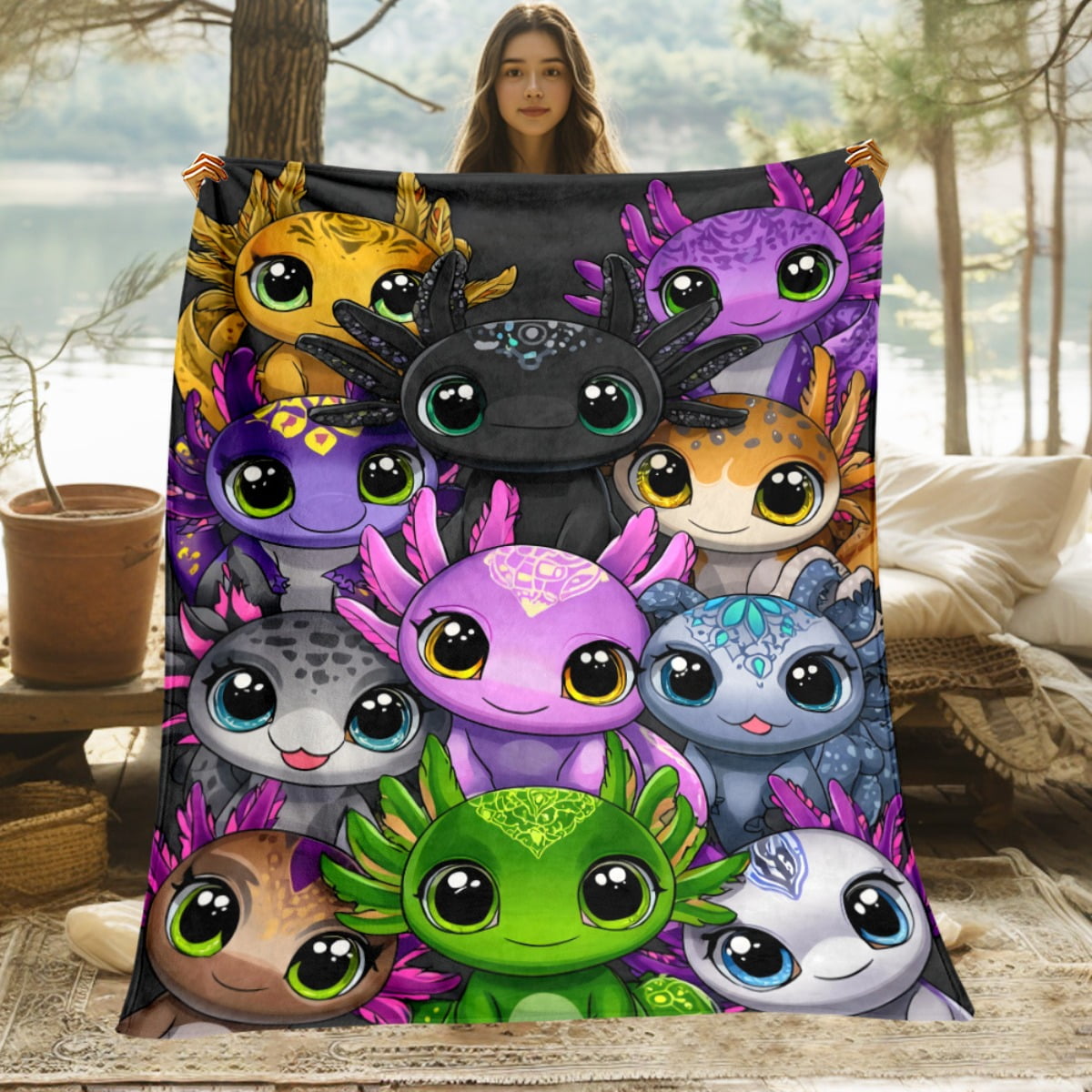 Salamander Pattern HD Printed Flannel Blanket - Soft & Warm, 280GSM for ...