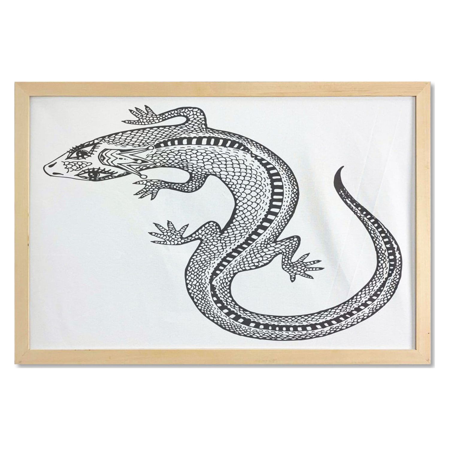 Salamander Wall Art with Frame, Close Shot Illustration of a Detailed ...
