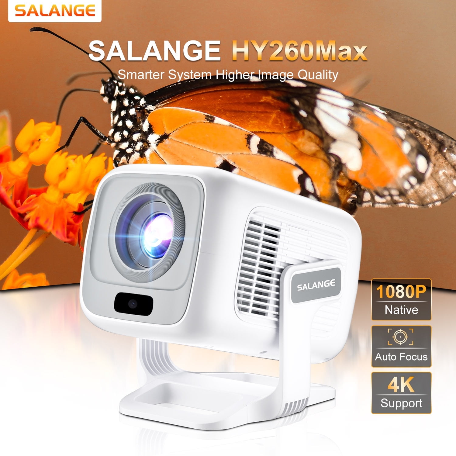 Salange 1080P Smart Projector with WiFi and Bluetooth, 1080P/4K, Auto ...