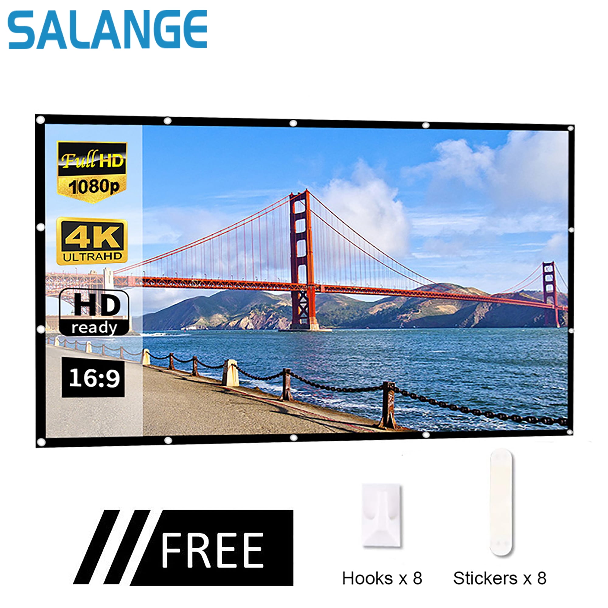 Salange 60 inch 16:9 Projection Screen Outdoor Indoor Folding Portable ...