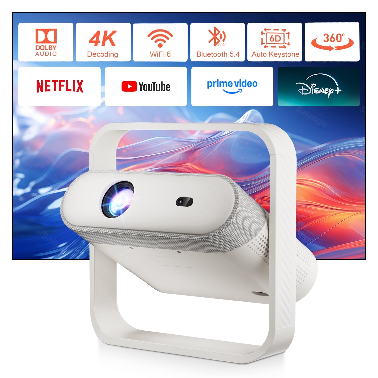 Salange Native 1080P Portable multimedia Projector Android 11 with ...