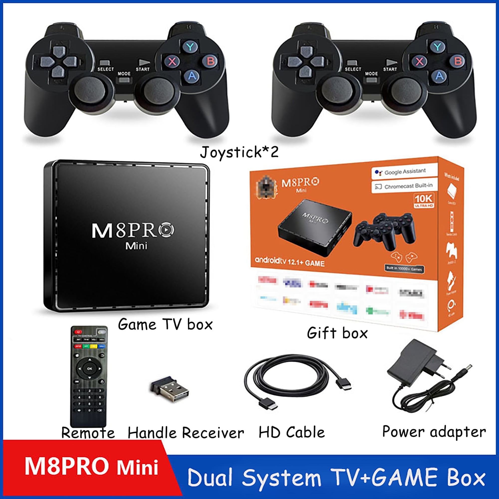 Salange Retro Game Box M8 PRO 4K Pro Game Stick 64G Dual 2.4G Wireless ...