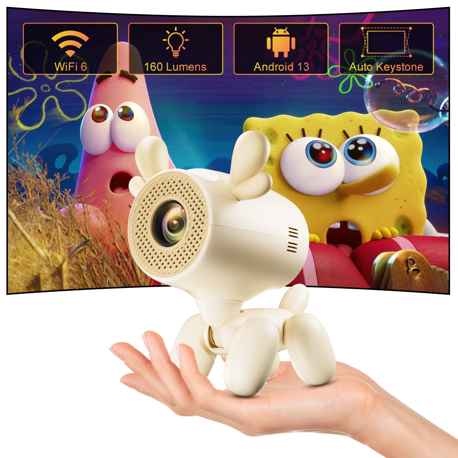 Salange Short Throw Native 720p Pocket Mini Projector with WiFi and ...