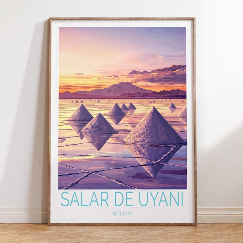 Salar De Uyuni Print – Bolivia Wall Art, Uyuni Travel Poster, Home ...