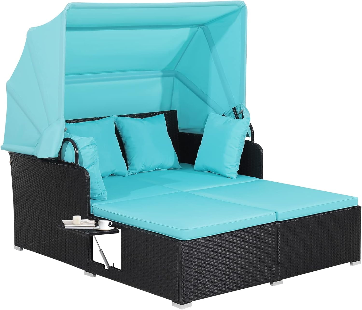 Salches Outdoor Daybed, Patio Daybed with Retractable Canopy, High ...