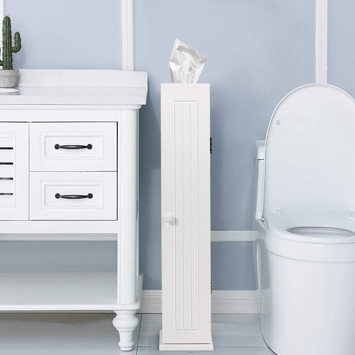 Salches Small Bathroom Storage Cabinet, Free Standing Toilet Paper ...