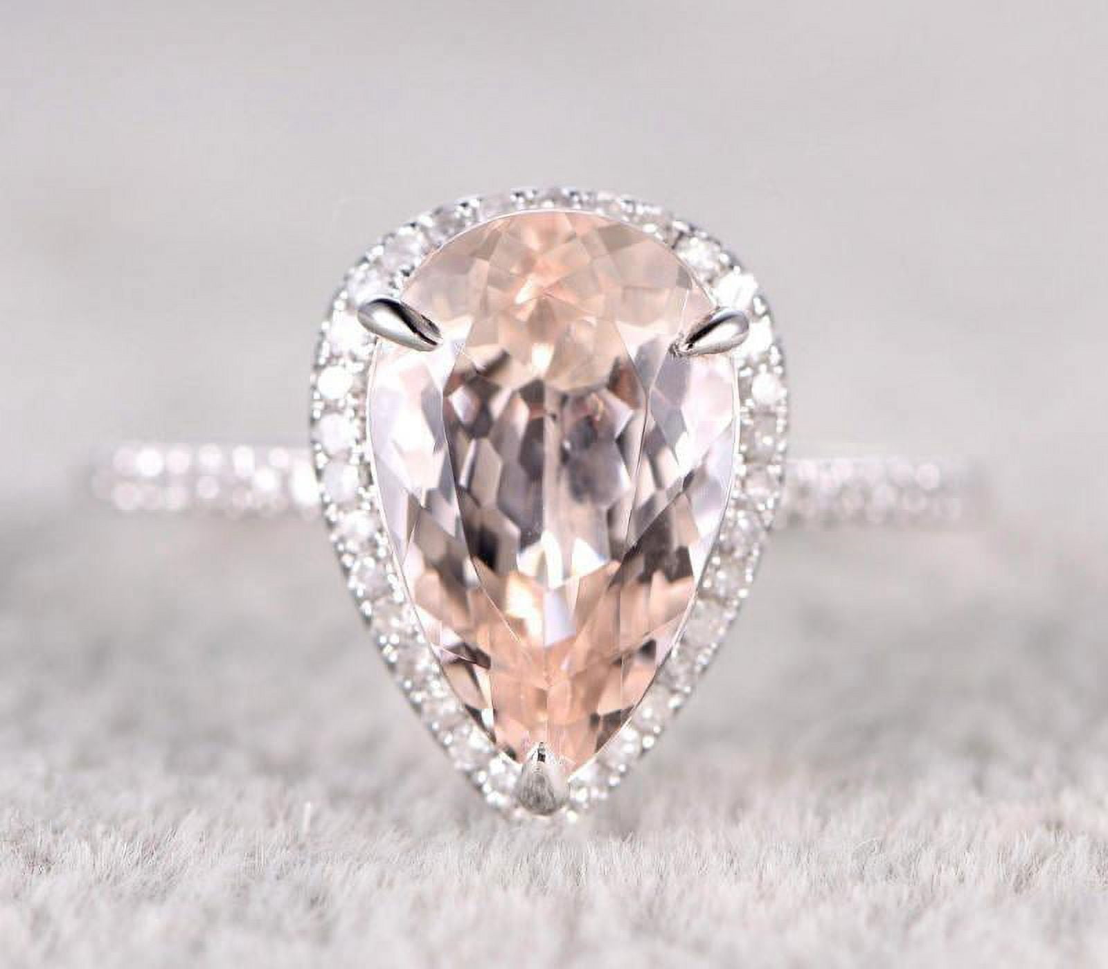 Sale 1.75 Carat 8x5mm Pear Cut Morganite and Diamond Moissanite Halo ...