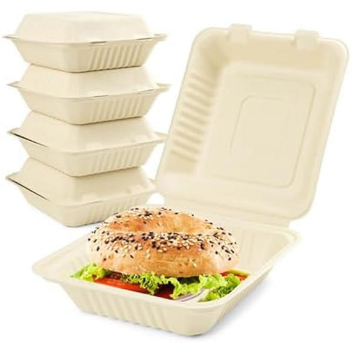 [Sale: $50] 8X8" 200-Pack 100% Compostable Clamshell Take Out Food ...
