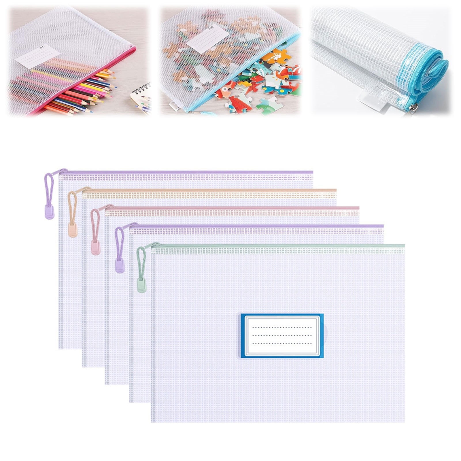 On Sale !Rofhy A4 Stationery Bag 5Pc Mesh Zipper Pouch A4 5Pack Zipper ...