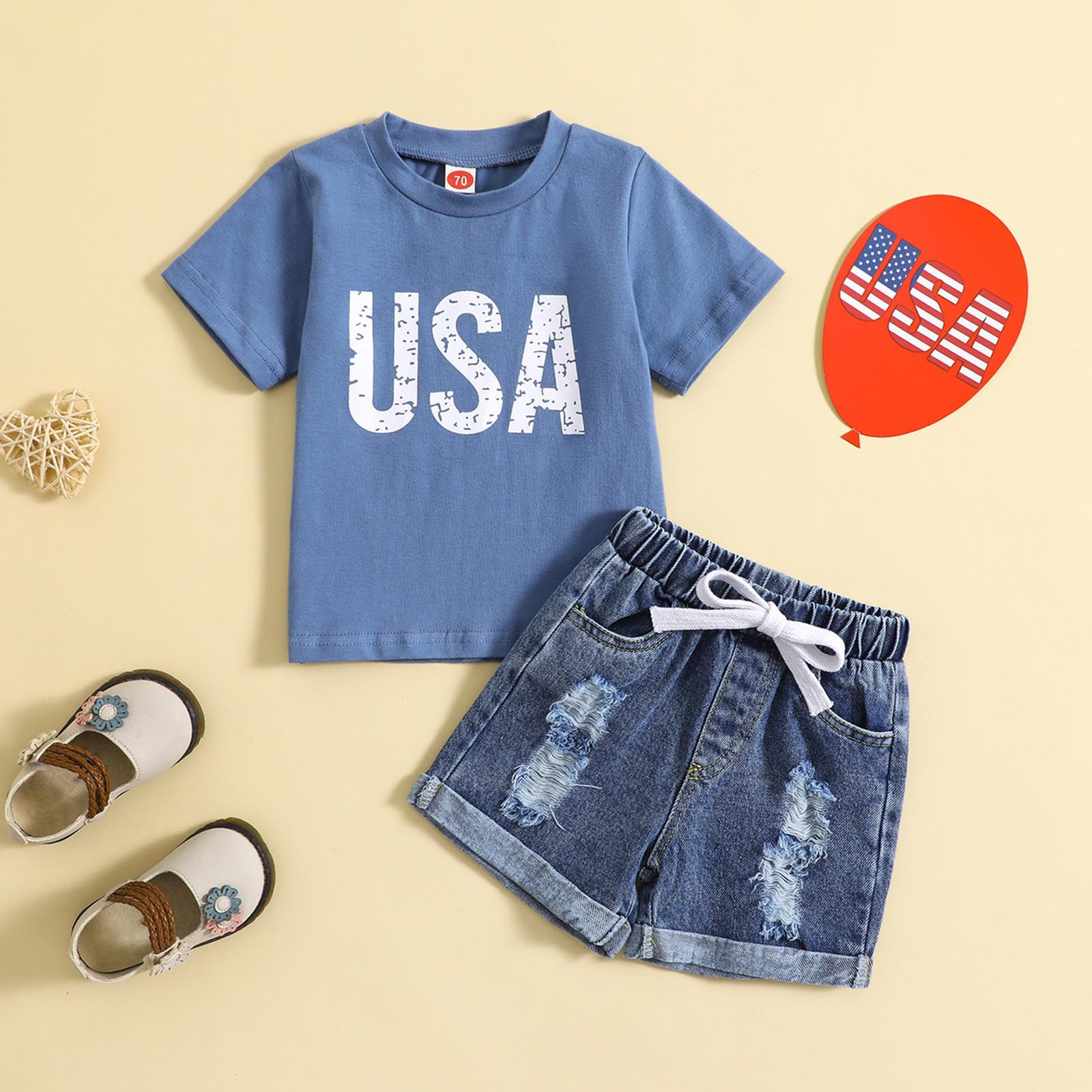 Sale Toddler Kids Baby Girls Boys Cute Sets Independence Day USA Letter ...
