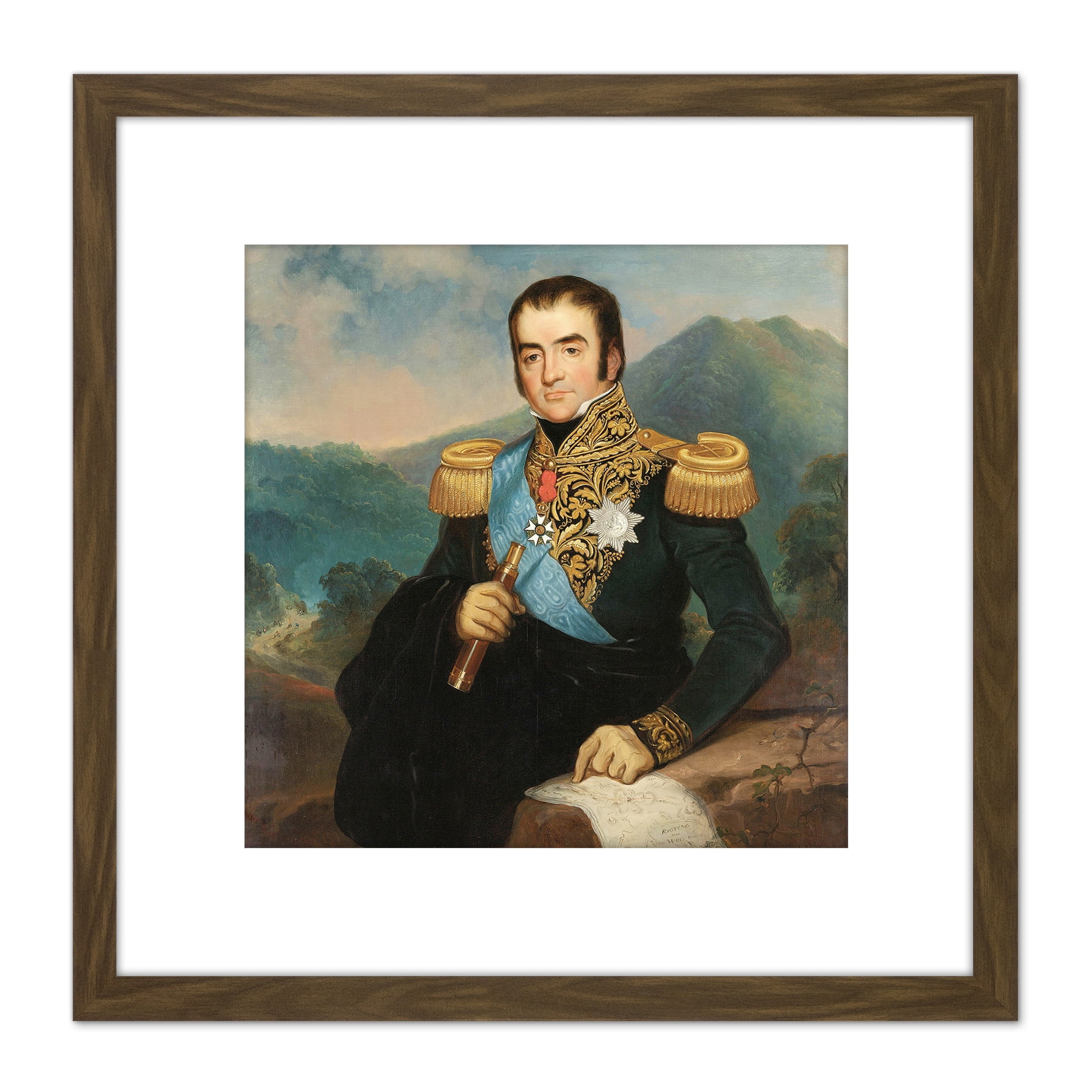 Saleh Posthumous Portrait Herman Willem Daendels 8X8 Inch Square Wooden ...