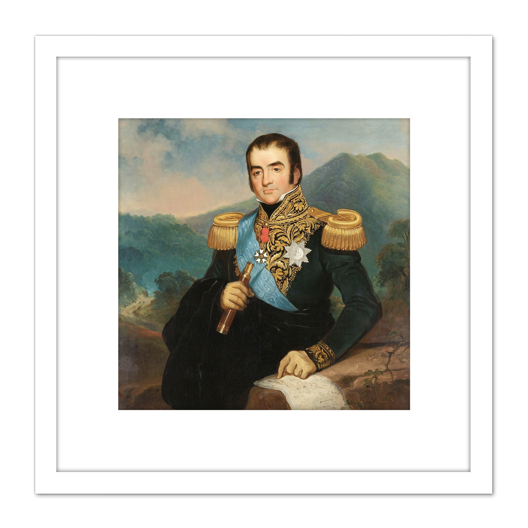 Saleh Posthumous Portrait Herman Willem Daendels 8X8 Inch Square Wooden ...