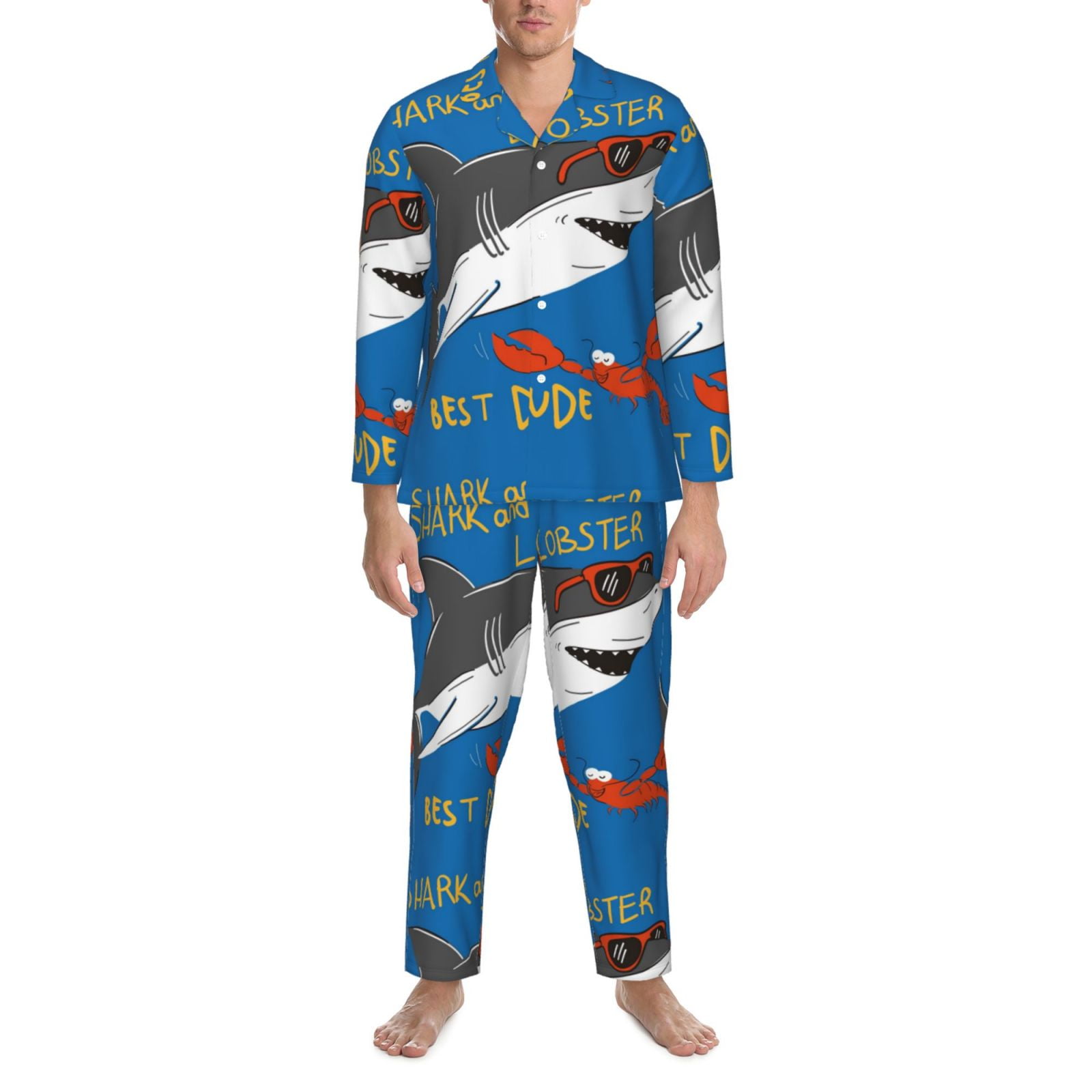 Salelf Shark With Sunglasses and Lobste Mens Pajama Sets 2 Piece ...