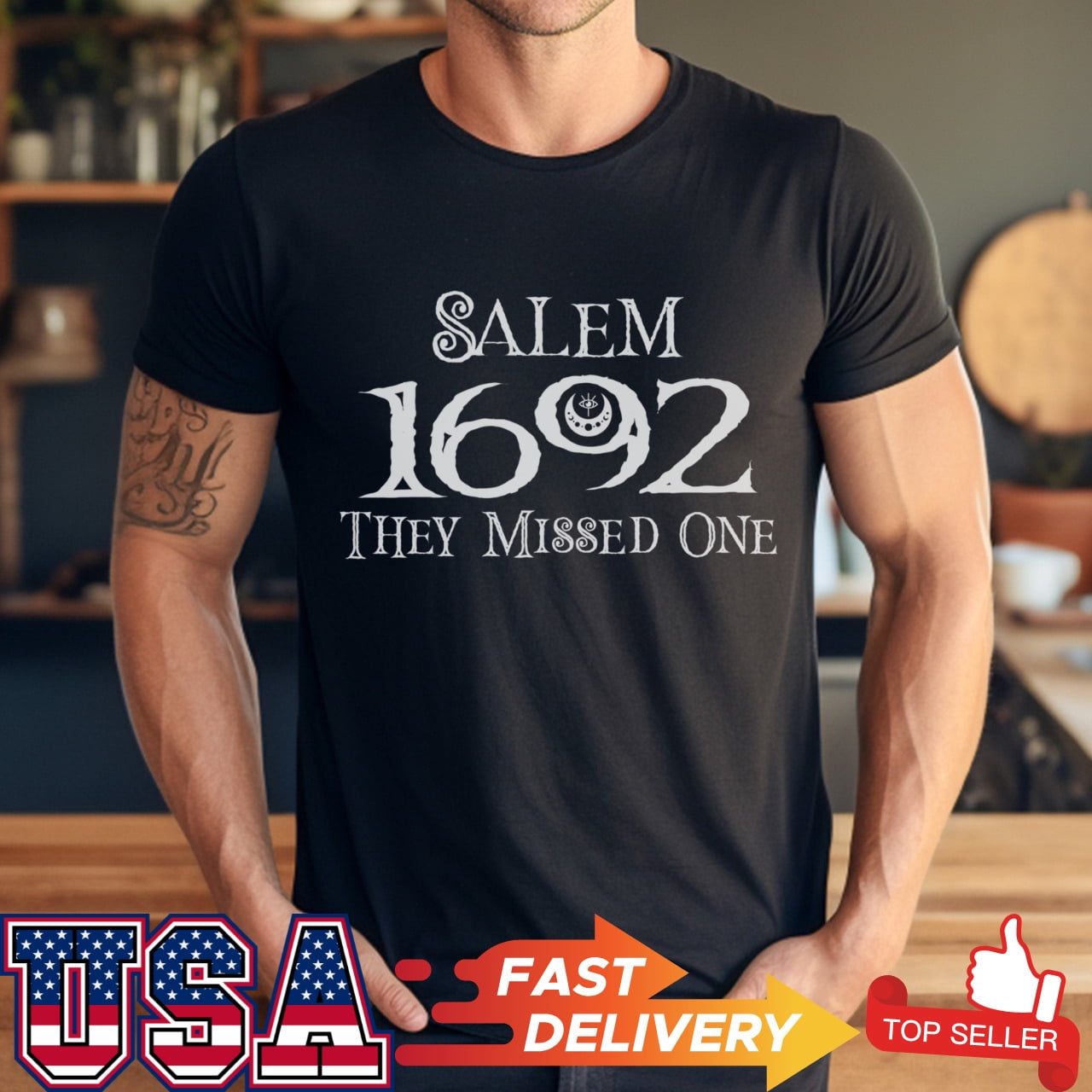 Salem 1692 They Missed One Black T-Shirt - Walmart.com