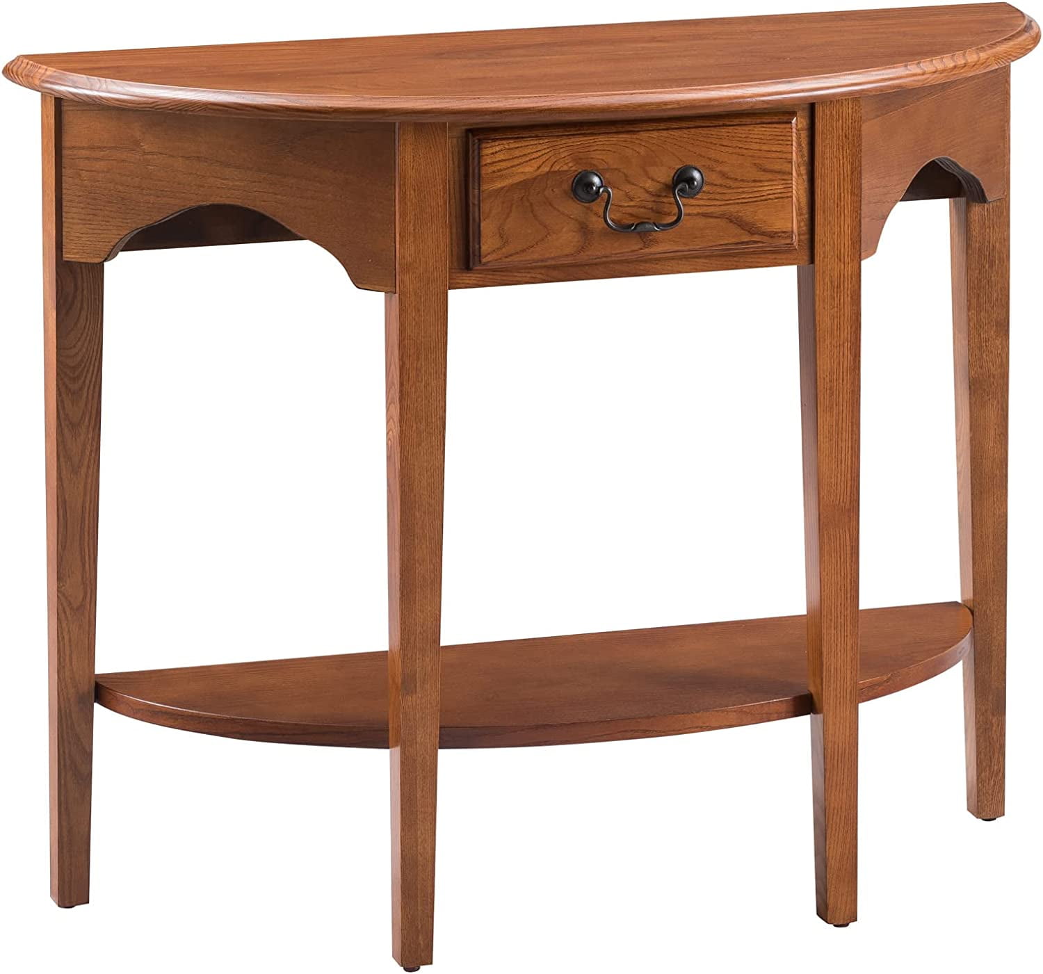 Salem Demilune Solid Wood Console Table with Drawer and Shelf, Medium ...