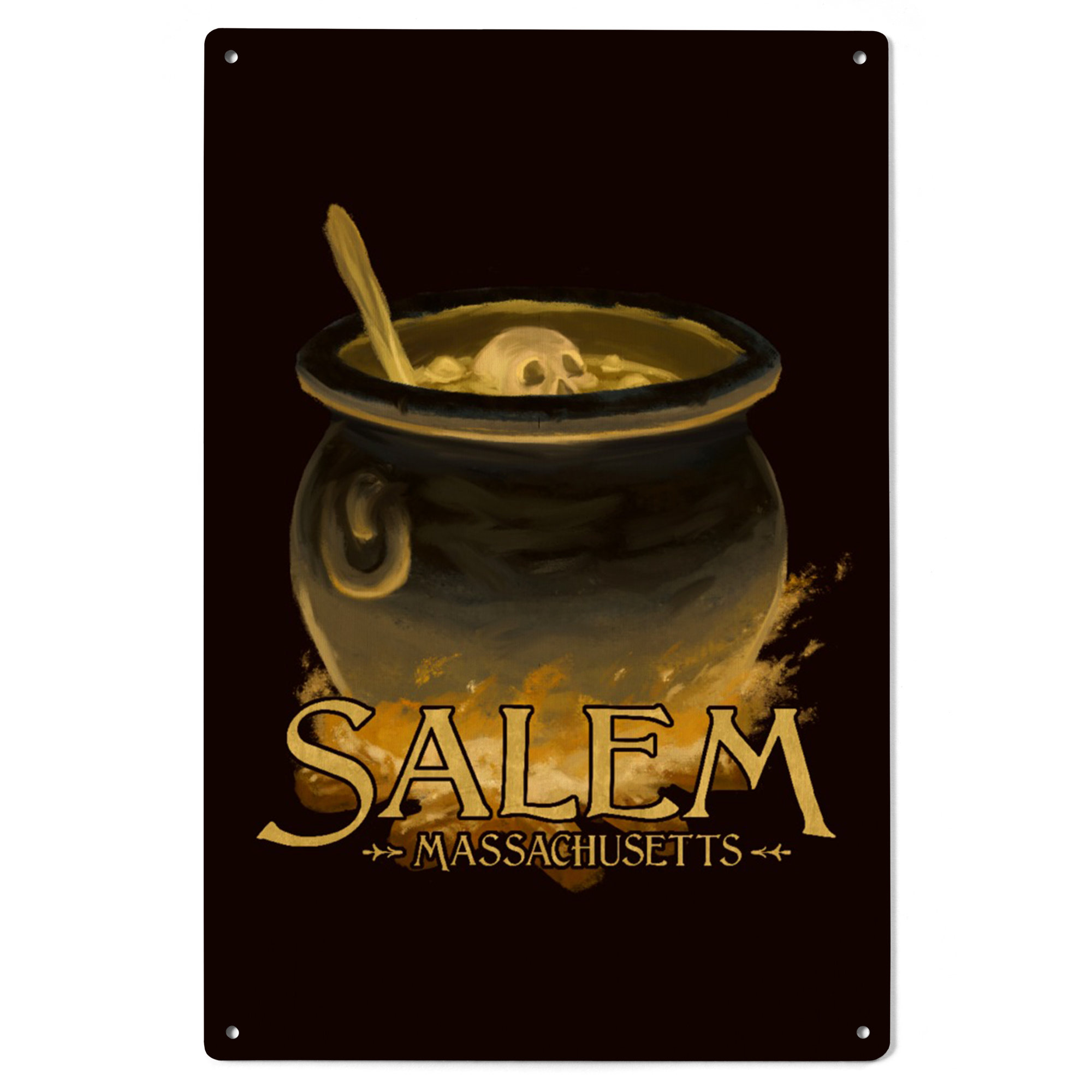 Salem, Massachusetts, Cauldron, Halloween Oil Painting, Contour Birch ...