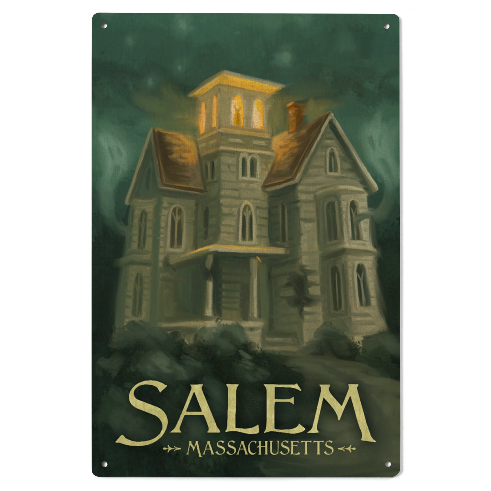 Salem, Massachusetts, Haunted House, Halloween Oil Painting Birch Wood ...